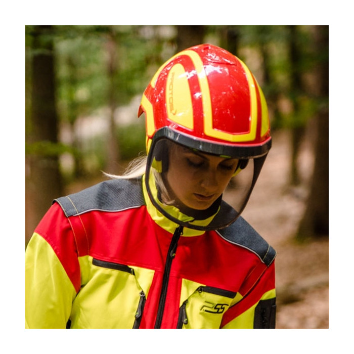 Casque forestier Protos Integral Forest | Couleur : Rouge et Jaune